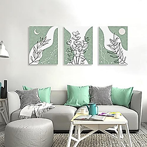Bohemia Wall Art Set of 3, Framed Canvas Boho Wall Decor, Mid Century Modern Wall Decor for Living Room, Bedroom, Bathroom, Office 12"x16"x3