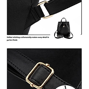 navor Girls/Women Waterproof Daypack Casual Backpack Convertible Business/Travel Leather Backpack/Handbag [Black]