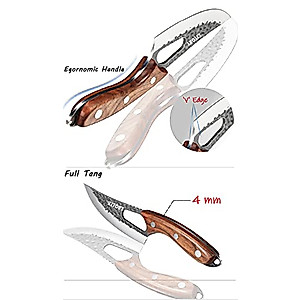 Kitory Meat Cleaver 6 inch,Viking Knife Forged Boning Knife Butcher Fishing Filet & Bait Knife, Full Tang Hammered HC Stainless Blade Walnut Wood Handle Kitchen Knife for Home, BBQ, Camping, Deboning