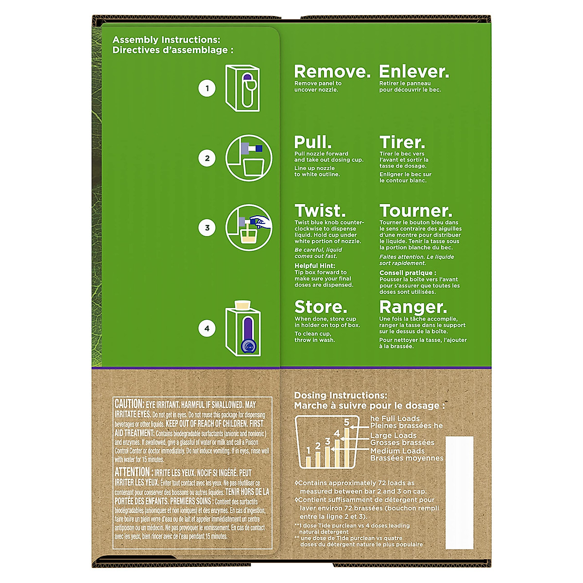 Tide Purclean Plant-Based Epa Safer Choice Natural Laundry Detergent Liquid Soap Eco-Box, Ultra Concentrated High Efficiency (He), 72 Loads