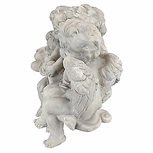 Design Toscano SH380151 Cherub Conclave Shelf Sitting Angel Statue, Antique Stone Finish