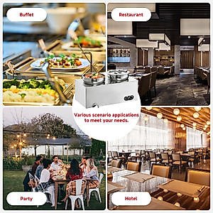 GAOMON Commercial Soup Warmer 1200W Commercial Bain Marie, Steam Table Food Warmer Electric Countertop Station with Large Stainless Steel 2X7.4QT Round Pots 86-185°F for Restaurants, Parties, Buffets