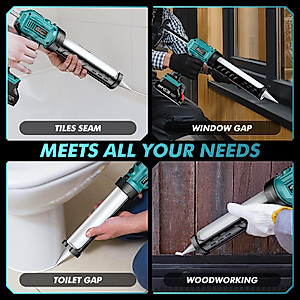 APROTII Cordless Caulking Gun Compatible with Makita Battery, Electric Caulk Gun w/ 4 Adjustable Speeds, LED Light, Drip-Free Adhesive 10OZ/300ML Caulk Gun for Filling, Sealing (No Battery)