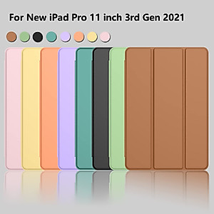 iMieet New iPad Pro 12.9 Case 2022(6th Gen)/2021(5th Gen) with Pencil Holder [Support iPad 2nd Pencil Charging/Pair],Trifold Stand Smart Case with Soft TPU Back,Auto Wake/Sleep(Brown)