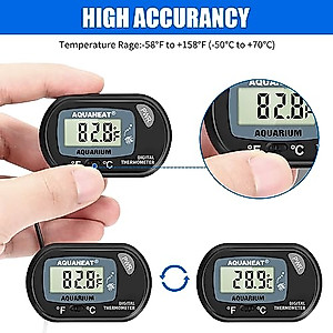 AQUANEAT 2 Pack Aquarium Thermometer, Fish Tank Thermometer, Digital Thermometer, Reptile Thermometer, Terrarium Water Temperature Test, with Large LCD Display
