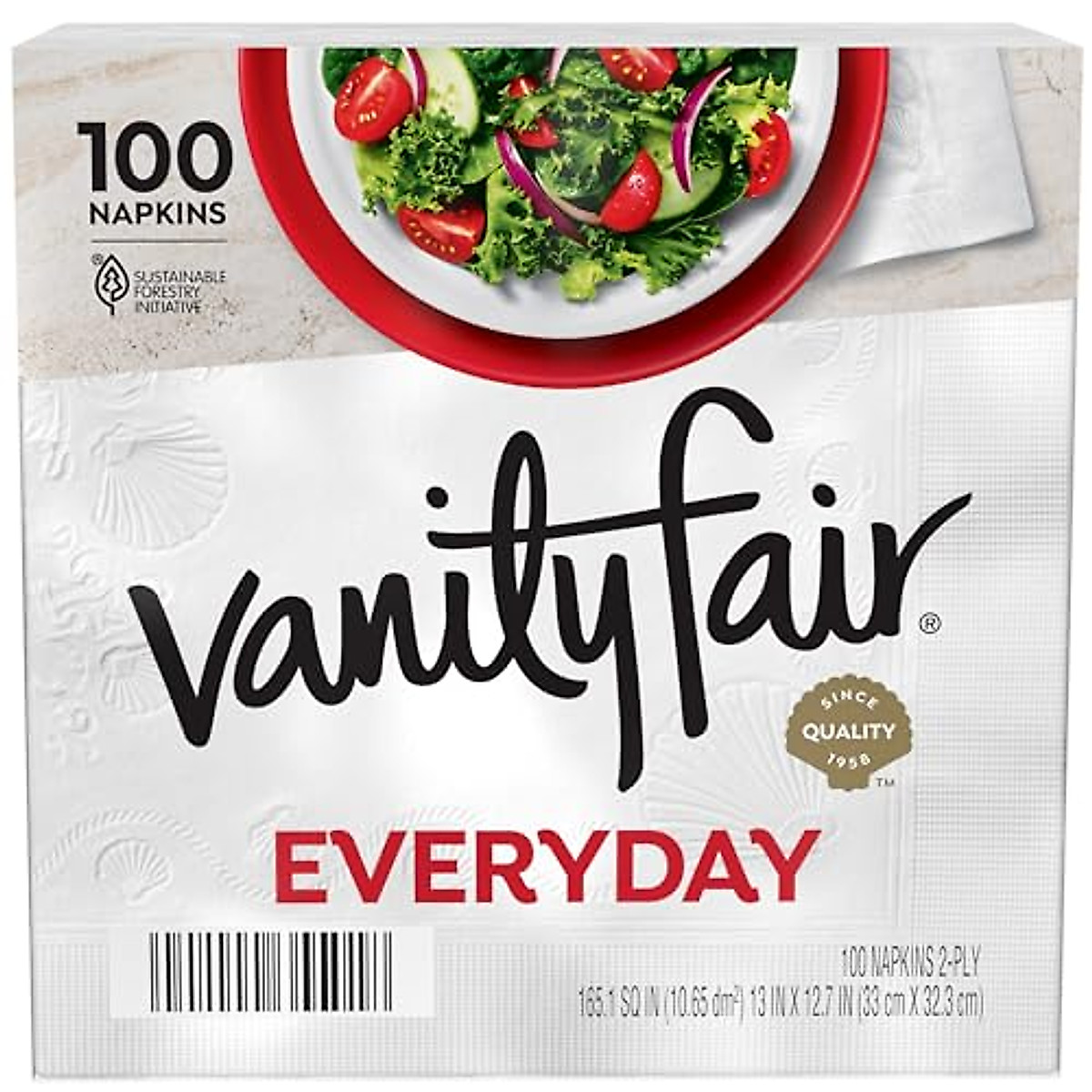 Vanity Fair Everyday Paper Napkins, 100 2-Ply Disposable Napkins