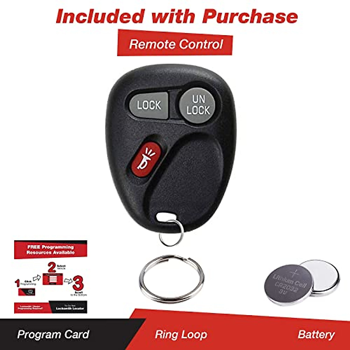 KeylessOption Keyless Entry Remote Car Key Fob and Key Replacement for 15042968