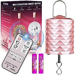 Wind Spinner Motor with Remote & Timing, 3 Rotating Speed Battery Powered Disco Ball Motor, 2 Way Direction Electric Slow Motor for Hanging Display Ornament, Wind Chime, Mirror Ball, Baby Crib Mobile