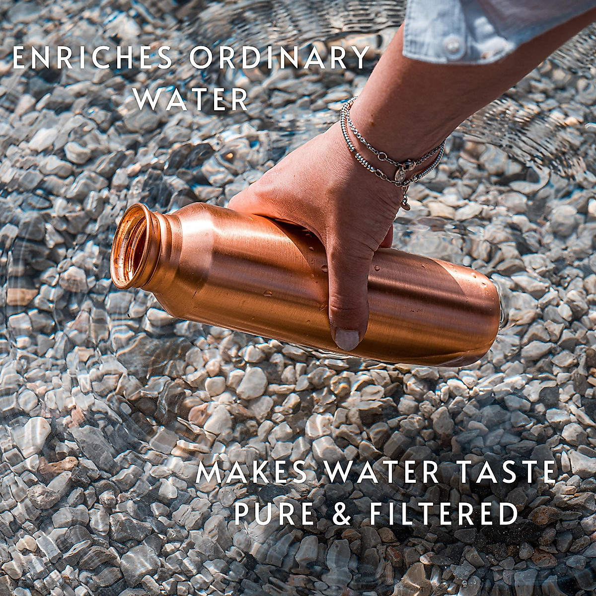 Kosdeg Copper Water Bottle - 16oz Vintage Modern Design - An Ayurvedic Copper Vessel For Drinking - Drink More Water, Lower Your Sugar Intake And Enjoy The Health Benefits