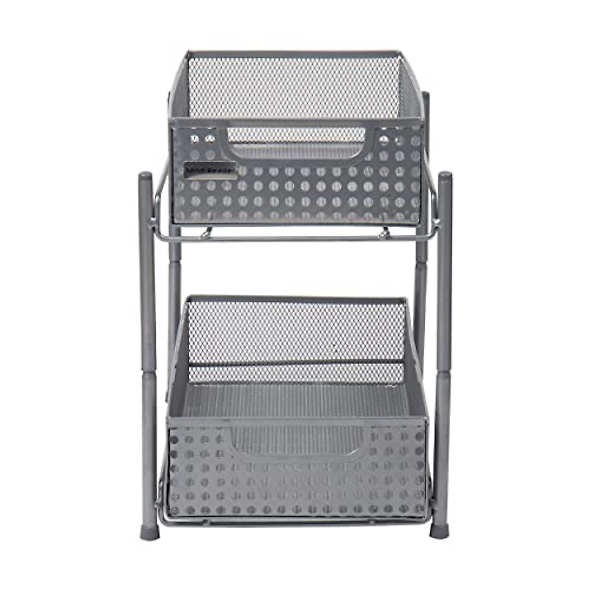 Mind Reader Cabinet, Mesh Storage Baskets Organizer, Home, Office, Kitchen, Bathroom, One Size, Silver 2 Tier Heavy Duty