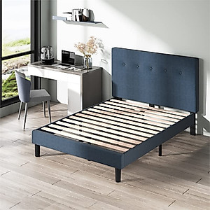 ZINUS Omkaram Upholstered Platform Bed Frame / Mattress Foundation / Wood Slat Support / No Box Spring Needed / Easy Assembly, Queen