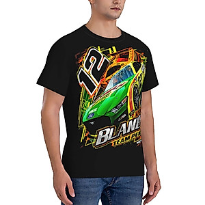 Ryan Blaney 12 Men's T-Shirt Crewneck T-Shirt Tight Sport Short Sleeve Classic Printing Performance