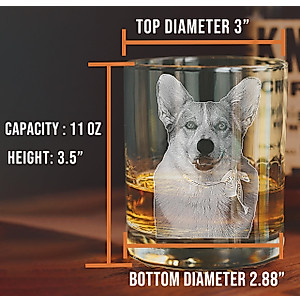 Personalized Etched 11oz Whiskey Glass – Customized Gifts for Men Him, Custom Engraved Photo Picture, Unique Birthday Anniversary Wedding Gift Ideas, Husband Boyfriend Dad Father Brother Son, Photo