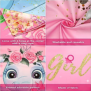 Girl Baby Shower Decorations It's a Girl Baby Shower Backdrop Pink Elephant Baby Shower Banner Floral Background Decorations for Baby Girl Baby Shower Party Supplies Birthday Photo Booth Props