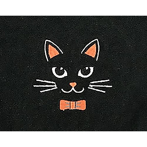 Decorative Halloween Hand Towels: Black Plush Velour Cotton Embroidered Design, Set of 2 (Cat)