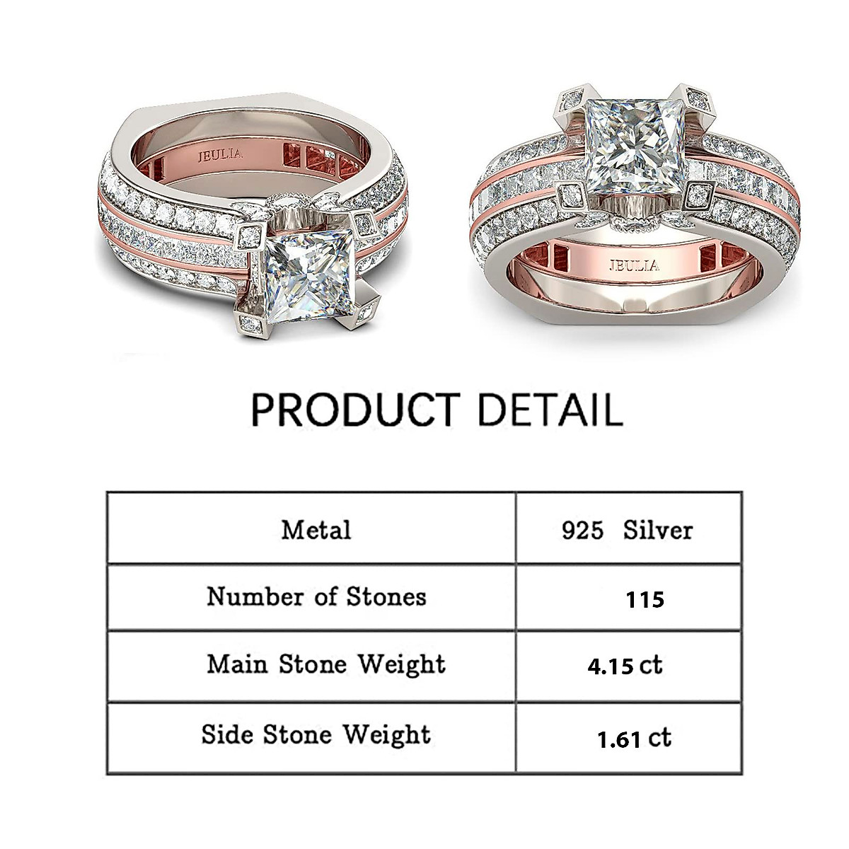 Jeulia Diamond Wedding Ring Set for Women: Sterling Silver Interchangeable Halo Bridal Set Engagement Anniversary Promise Ring Valentine's Jewelry Gift with Box
