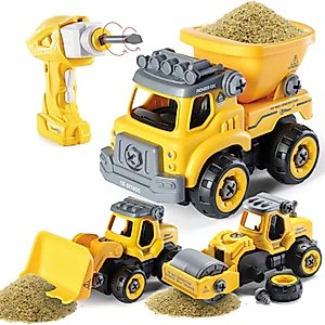 Construction Toys ︱Building Take Apart Toys with Electric Drill ︱Converts to Remote Control Car︱3 in 1 Take Apart Vehicles for Toddlers and Boys 3,4,5,6,7 Years Old ︱Truck Toys as
