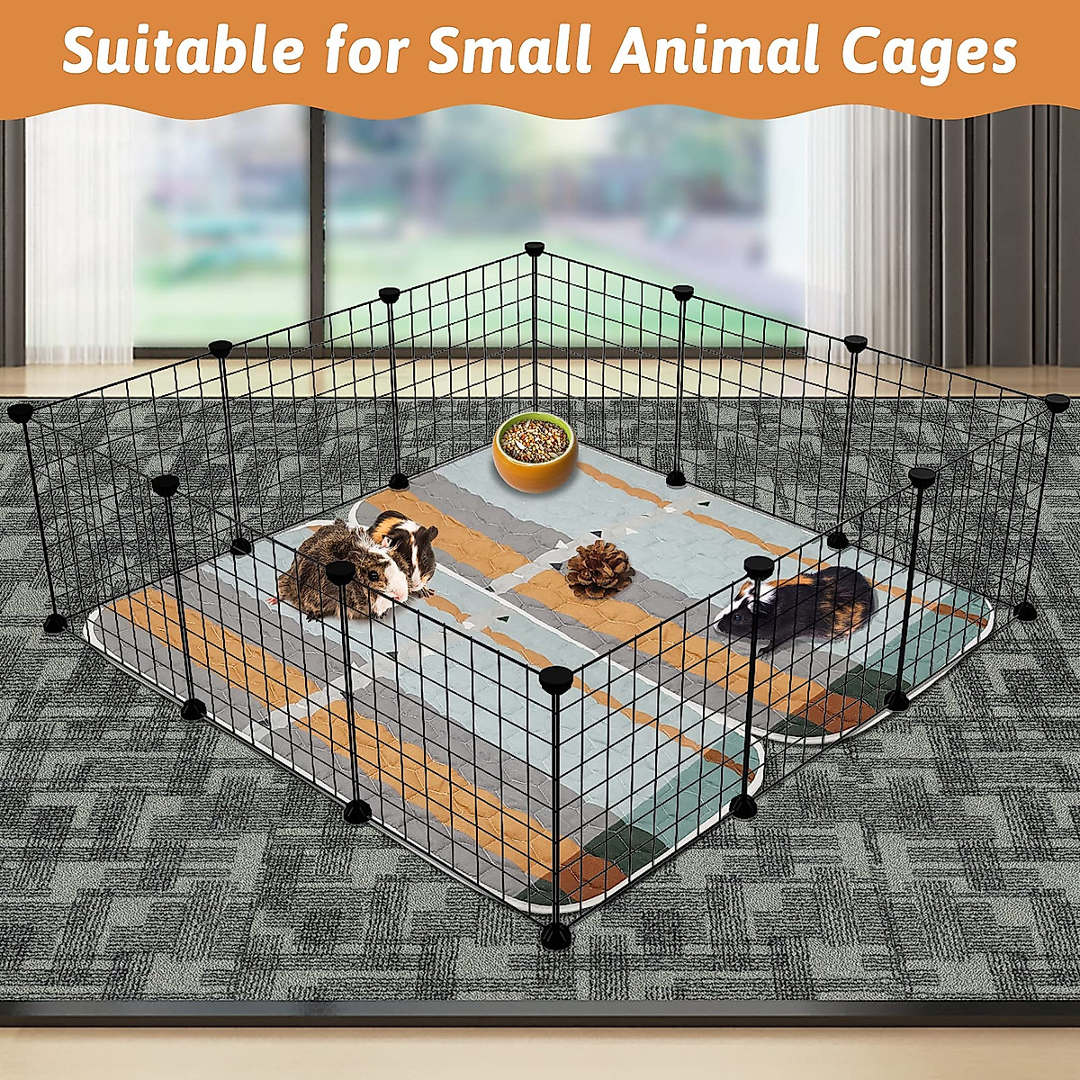 BNOSDM 4 Pack Guinea Pig Cage Liners Washable Mats Reusable Guinea Pig Pee Pads Waterproof Absorbent Bedding Liner for Hamsters Rats Bunny Rabbits Small Animals (Gray Plaid)