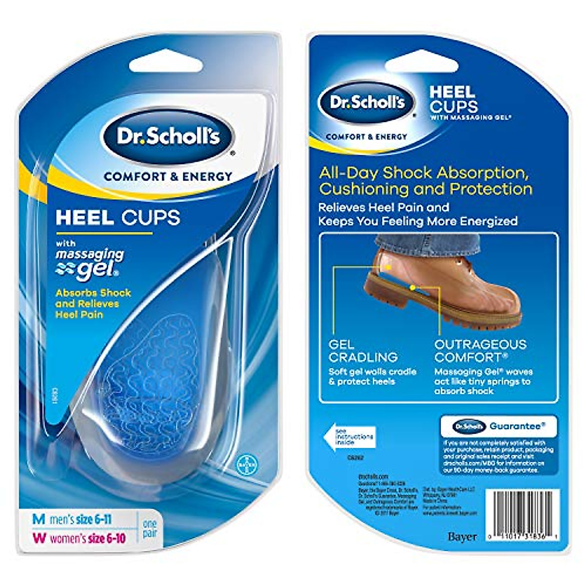 Dr. Scholl's Massaging Gel HEEL CUPS (One Size)// Absorb Shock All Day & Relieve Heel Pain