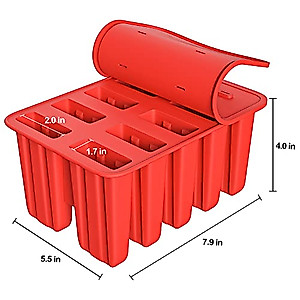 Ouddy Popsicles Molds, 10 Cavities Food Grade Popsicle Maker with 50 Popsicle Sticks & 1 Silicone Funnel, Silicone Popsicle Molds for Kids, Frozen Ice Pop Mold for Homemade Popsicles