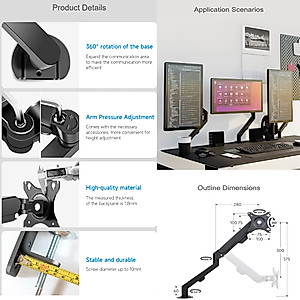 XYGStudy Gas Spring Monitor Stand Arm for 17~30 Inch Display Monitor Screen LCD Free Height Adjustment Support Multi-Angle Rotation and Expansion