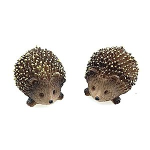TAODAN Mini Hedgehog Figurine 2PCS Lively Resin Statues Animals Figurines Pet Sculptures Fairy Wild Miniature Garden Accessories for Micro Landscape Plant Pots Bonsai Craft Decor