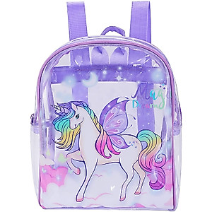 Unicorn Backpack See Through Backpack Unicorn Clear Bag Purple Clear Backpack Clear Mini Backpack Casual Daypacks Festival Bag for Girls