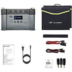 ALLPOWERS S2000 1500Wh Solar Generator with Solar Panels included 2000W Portable Power Station with 2 Foldable Solar Panels 100W for Battery Backup Electric Vehicle RV Emergency