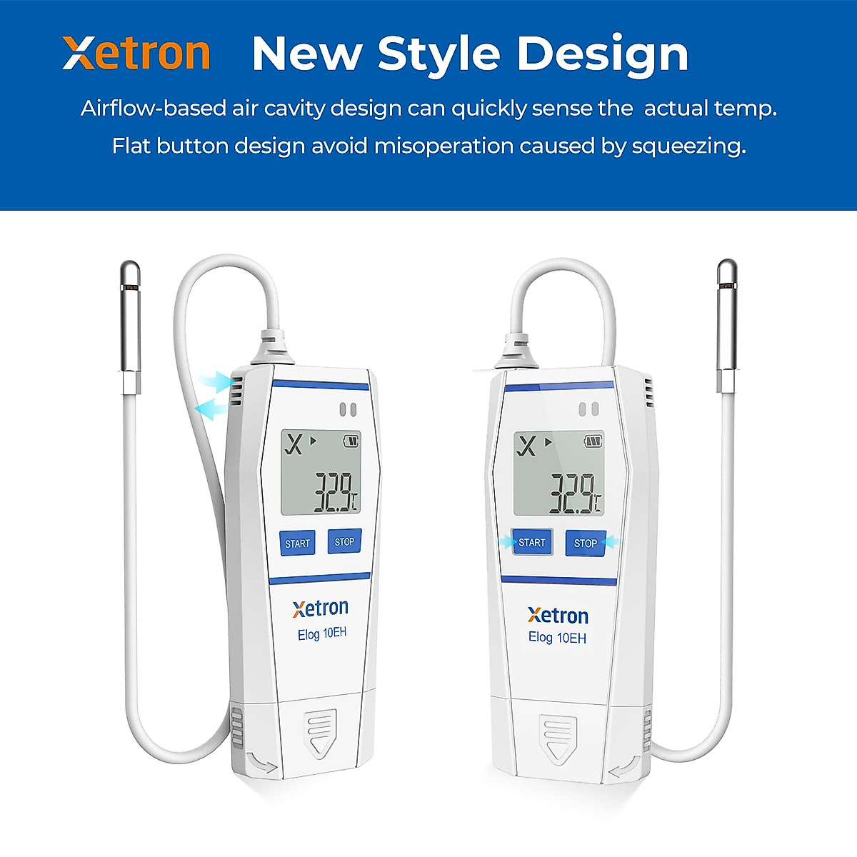 Xetron Multi-Use Temperature Humidity Data Logger with External Probe,32000 Points Reusable Recorder for Cold Chain, PDF Report, Calibration Certificate Elog10EH (1 Pack）Upgrade RC-5