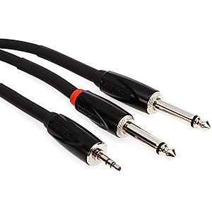 Roland Black Series 3.5mm TRS Male to Dual 1/4-Inch TS Male - 15 Foot (RCC-15-3528V2)