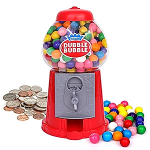 PLAYEE Classic Style Gum Machine – Gumball Machine for Kids – Candy Bank with 45 Colorful Gum Balls – 8.5” Candy Dispenser for Boys and Girls