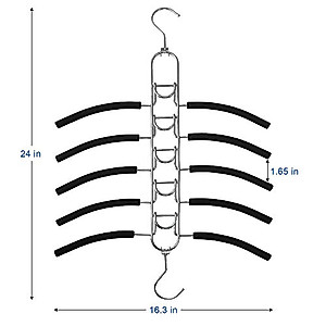 TOPIA HANGER 5 in 1 Multi Layer Clothing Hanger with Anti-Slip EVA Sponge (2 pack), Duty Space Saving Clothes Metal Hanger, Closet Organizers and Storage for Tank Tops, Shirt,Sweater,Coat- Black CT25B
