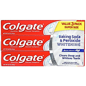 Colgate Baking Soda and Peroxide Whitening Toothpaste - 8 ounce (3 Pack)