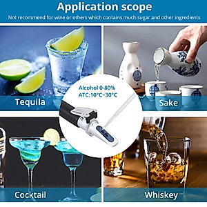 AUTOUTLET Alcohol Refractometer with ATC 0-80% Vinometer Alcohol Tester - Accurately Measure ABV, Alcohol Volume Percent for Spirits, Liquor, Distilled Beverages, and Homebrewing