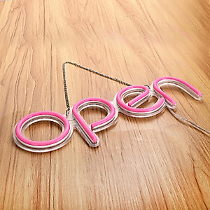 LED Open Sign,16x6 inch Open Signs for Business with Open Close Sign(Pink)