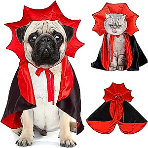 Dog Cape Costume - Halloween Pet Costumes Cat Vampire Cloak, Funny Cosplay Dress Devil Wizard Outfit, Dog Witch Clothes for Small Medium Dogs Cats Puppy, Dog Mantle Apparel for Halloween Party