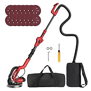 Vistreck Drywall Sander, 750W Electric Drywall Sander With Vacuum & 14Pcs Sanding Discs, 6 Variable Speeds 1000-1850RPM, Foldable has Dust Bag, LED Light, Power Disc Sanders With Carrying Bag