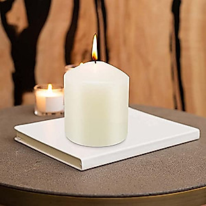 MISSYO 6 Pack 3x3 Inch Pillar Candles, 35 Hours Dripless Smokeless Unscented Candles for Home Weddings Restaurant Spa Church and Emergency Ivory
