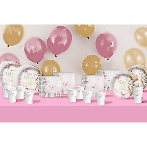 Butterfly Bridal Shower Party Supplies 64 Piece Tableware Set Includes Large 9" Paper Plates Dessert Plates, Cups and Napkins Kit for 16
