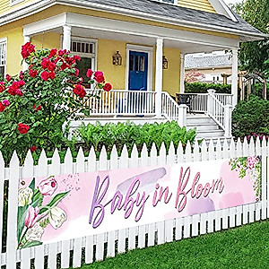 Baby In Bloom Large Banner Sign Backdrop,Welcome Baby Party Decorations Supplies,Baby Shower Decor For Baby Boy Or Girl Baby Shower Decorations 9.8x1.6ft