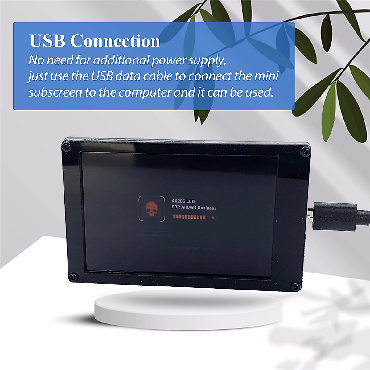 Acogedor 3.5 inch IPS Monitor Sub Screen LCD Display Screen, with Bracket and USB Power Cable, for USB and Raspberry Pi, No Extra Power Supply