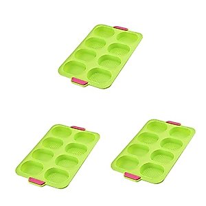 DOITOOL 3pcs 8 Roll Silicone Fondant Cooking Bakers Molding Nonstick Perforated Pan Non-stick Perforated Pan Loaf Baking Mould Muffin Tin Loaf Bake Sandwich Baking Tray Bread Non Stick