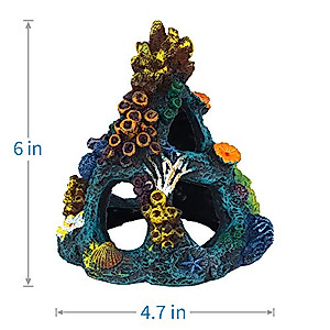 Uniclife Aquarium Decorations Resin Coral Rock Mountain Cave Fish Tank Decor Ornaments Fish House for Betta Rest Hide Play Breed