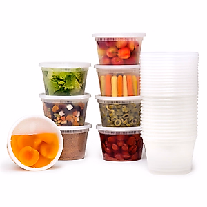 [36 Sets] 16 oz. Plastic Deli Food Storage Containers with Airtight Leak Proof Lids - Reusable -Microwave, Fridge, and Freezer Safe