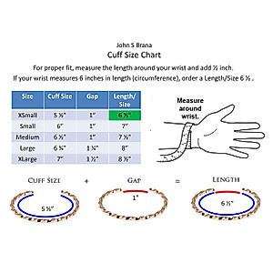 John S. Brana 3mm Hammered Copper Cuff Bracelet Handmade Jewelry - 100% Solid Uncoated Copper (6.5)