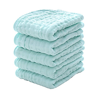 Muslin Burp Cloths - Baby Burp Cloth Sets for Unisex. 5 Pack Large Perfect for Newborn Baby Burping Cloths/Burp Bibs. Baby Burping Rags for Boys and Girls (Green)