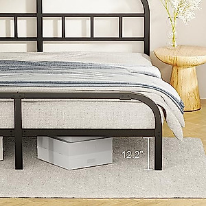HAOARA Heavy Duty King Bed Frame with Headboard Footboard/Quiet and Anti-Slip/Metal Platform Bed Frame No Box Spring Needed/Sturdy Steel Support/Easy Assembly