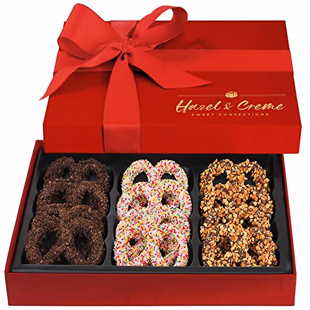 Hazel & Creme Chocolate Covered Pretzel Gift Box - Mother's Day Gourmet Pretzels - Food Gift - Anniversary, Birthday, Corporate, Holiday Gourmet Gift