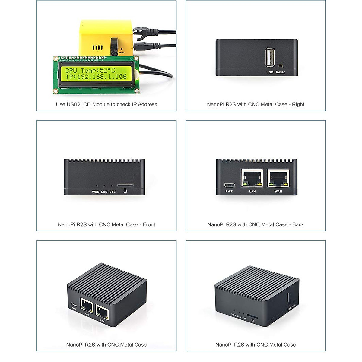 NanoPi R2S Open Source Mini Router with Dual-Gbps Ethernet Ports 1GB DDR4 Based in RK3328 Soc for IOT NAS Smart Home Gateway, Bundle with CNC Metal Case