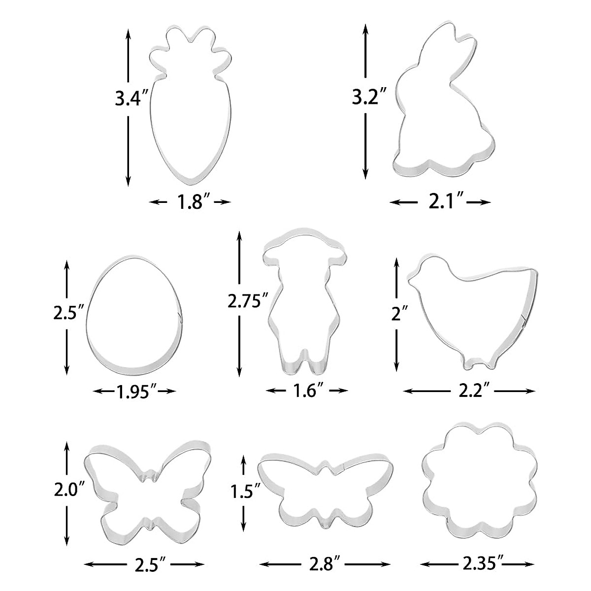 32Pcs Stainless Steel Cookie Cutter Set - Easter Cookie Cutter Set & Mini Cookie Cutters Set (8Pcs + 24Pcs)